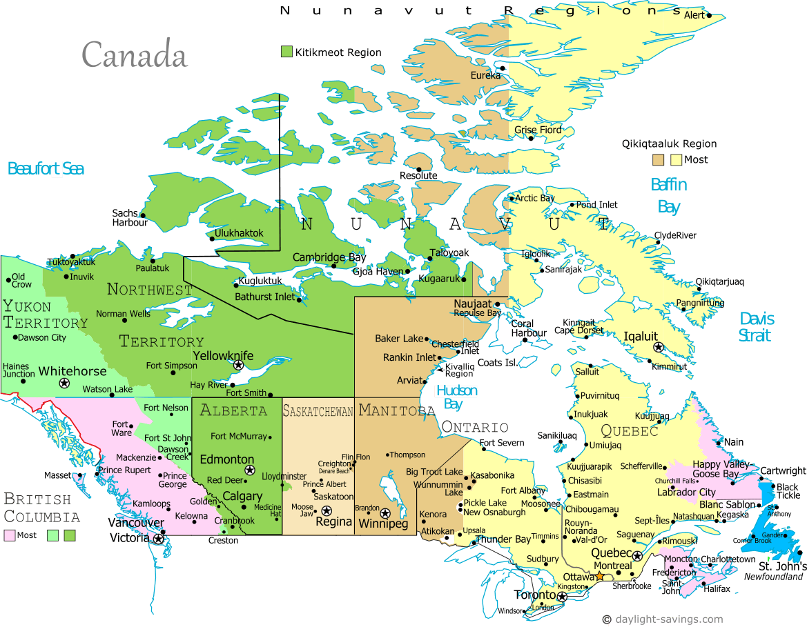 Canada Time Zones Map Live Current Local Time With Time Zone Canada 